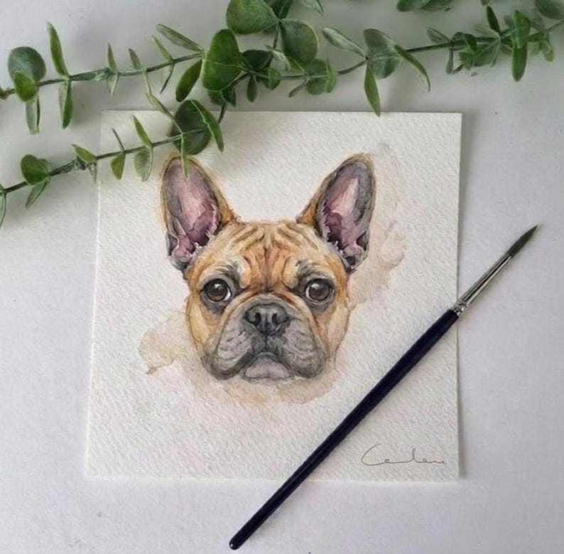 Mini Dog Portrait | Custom Watercolor Pet Memorial Painting | Cat Loss ...