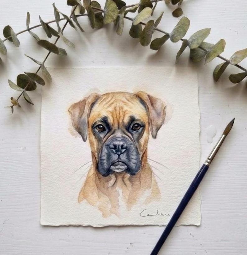 Mini Dog Portrait | Custom Watercolor Pet Memorial Painting | Cat Loss ...