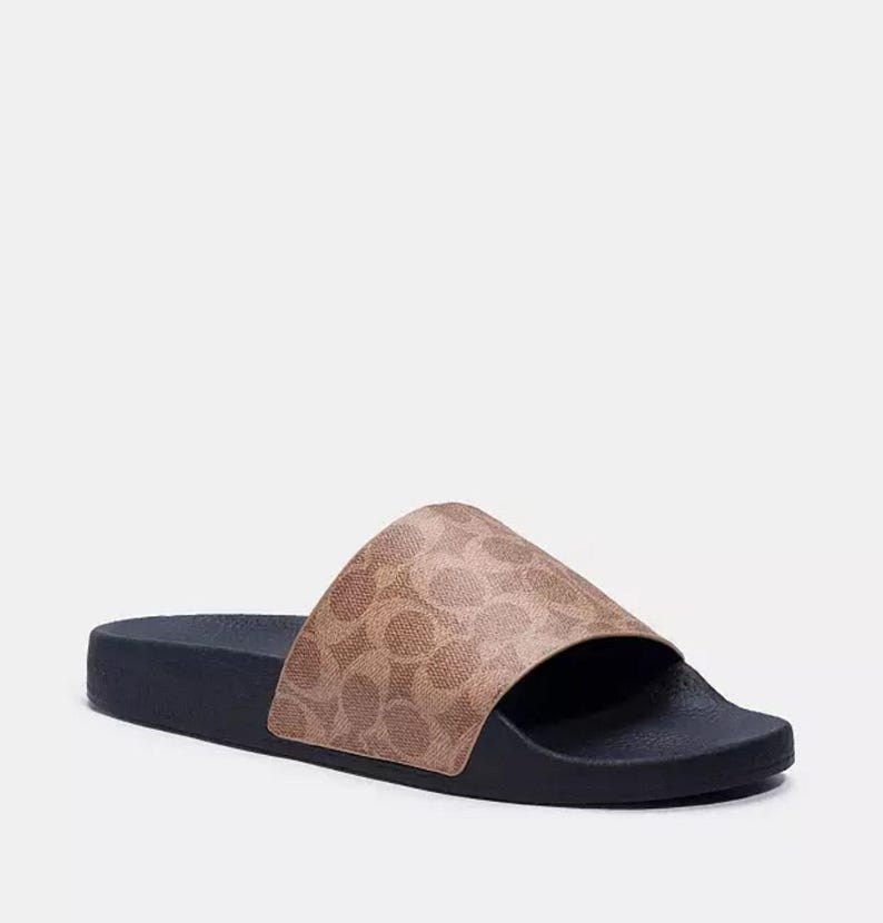 Coach Sport Slides in Signature Canvas - Women's Tan Leather Sandals - Etsy