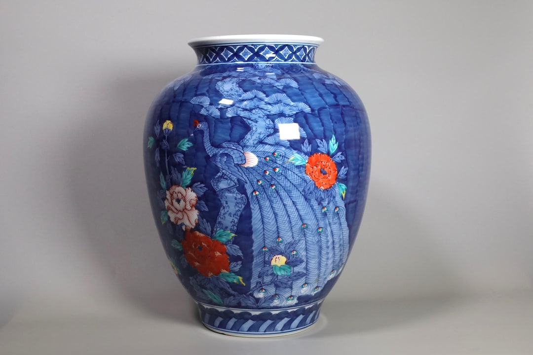 Vintage Nabeshima Ware Vase | Peacock, Pine & Peony Design | Arita ...