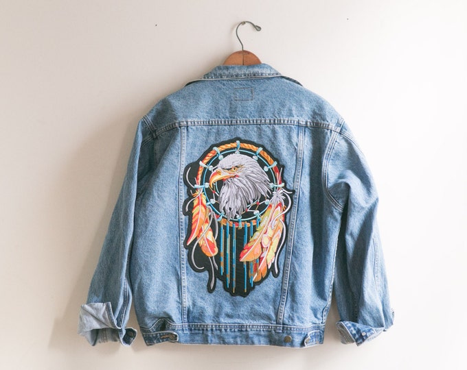 Vintage Back Patch Jean Jacket Eagle American Southwestern Motorcycle ...