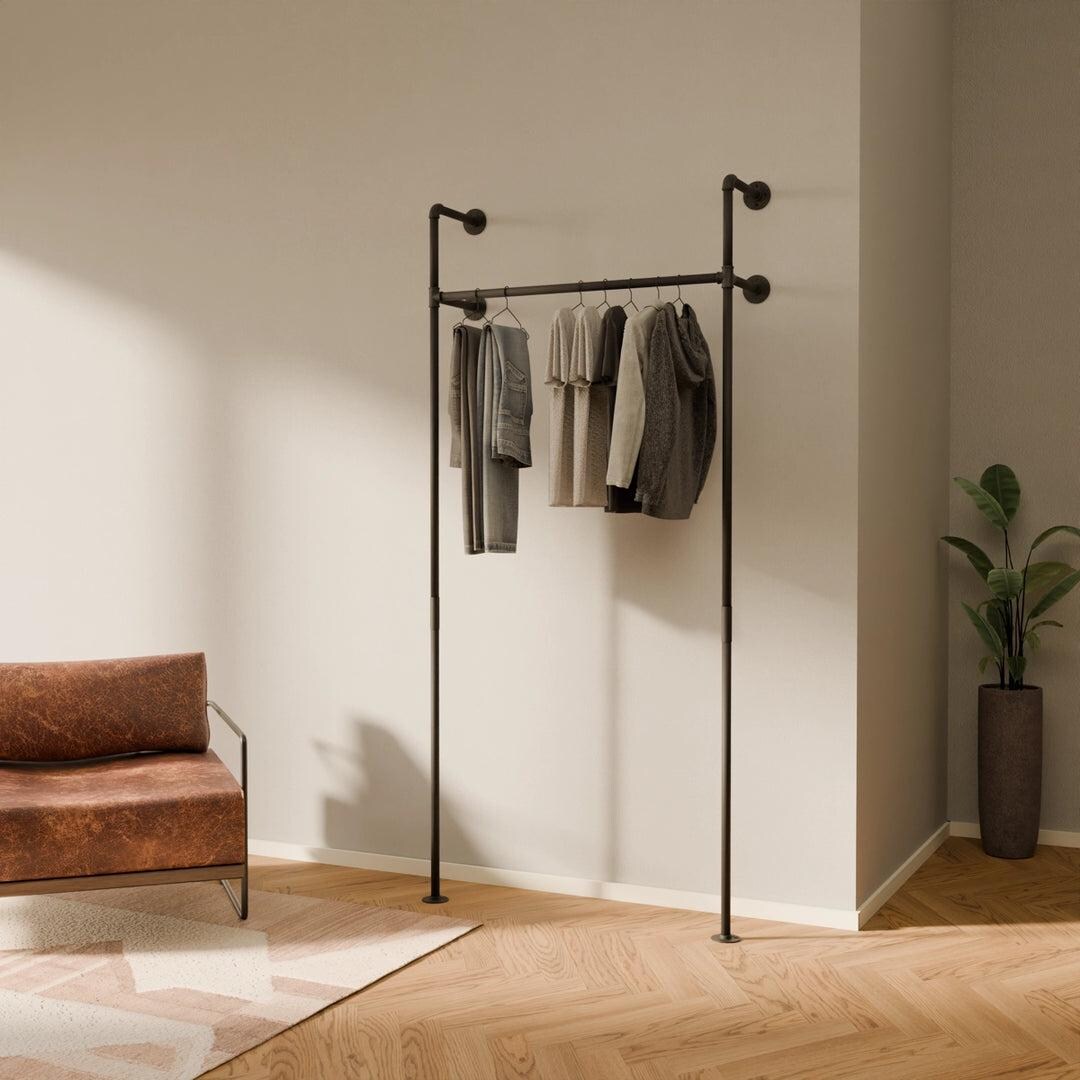 Industrial Pipe Clothing Rack — Wall Mounted — 1x1 — Racks on Racks Co ...