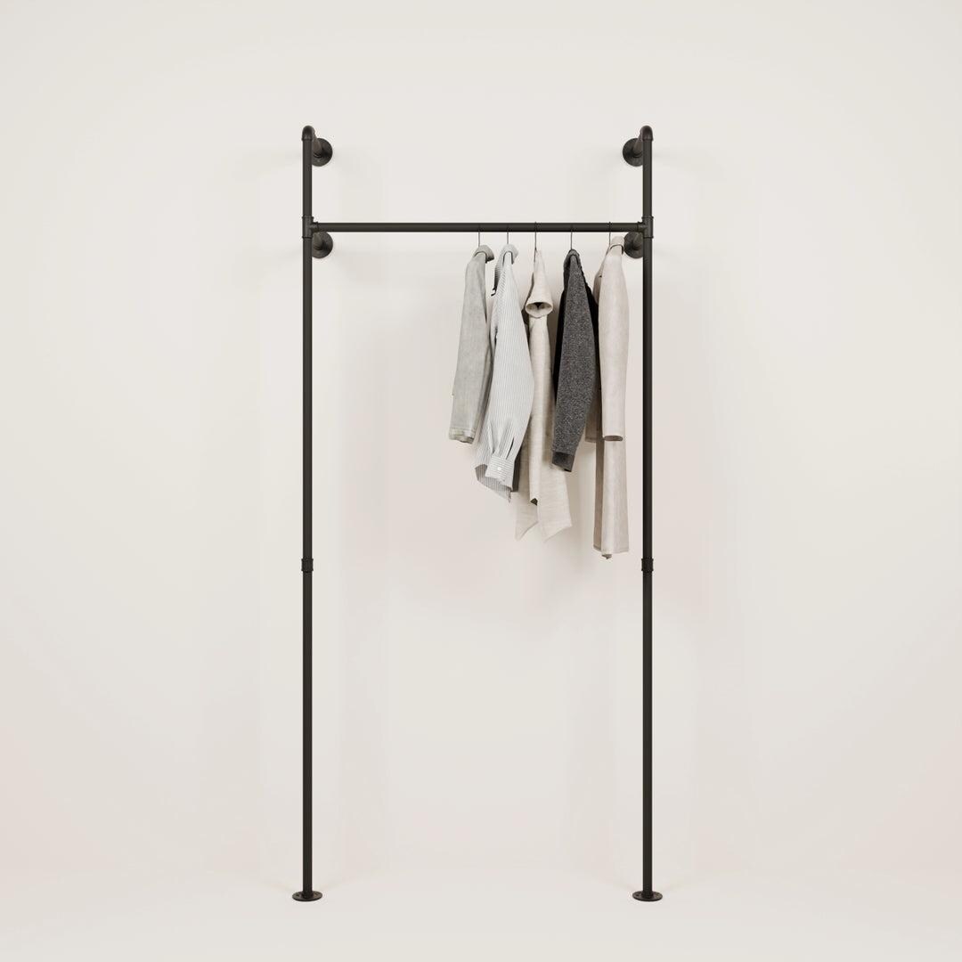 Industrial Pipe Garment Rack | Black | Wall Mounted | Matte Coated ...