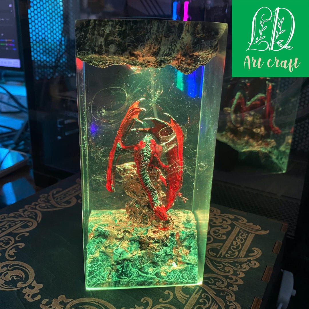 Fiery Dragon Terrarium Lamp: Red Dragon LED Ambient Light - Etsy