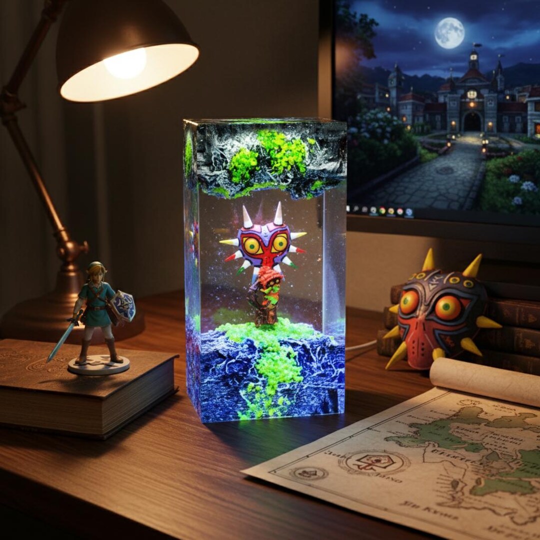 Mystic Mask Resin Lamp: Fantasy LED Night Light, Home Decor - Etsy