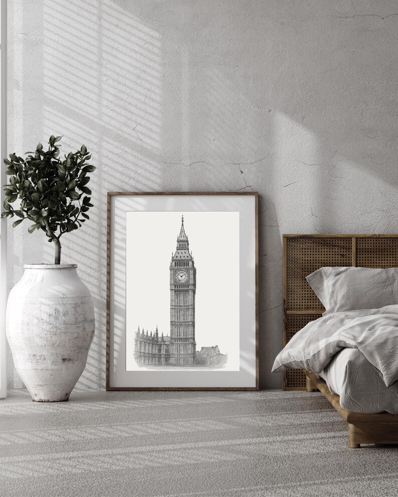 Big Ben Sketch Poster | Hand-drawn Pen & Ink Illustration | London ...