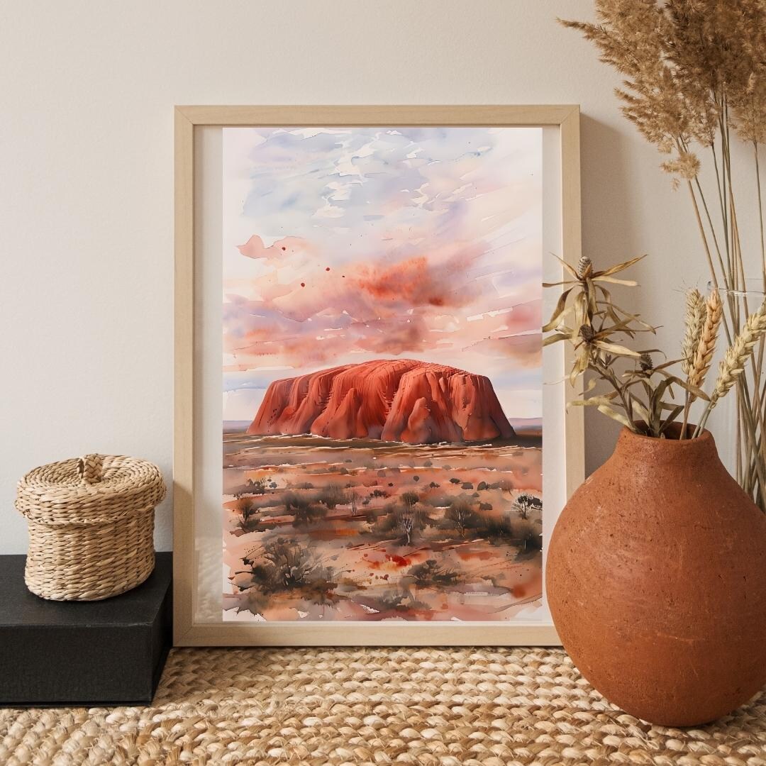 Uluru Watercolor – Australian Outback Landscape Printable Wall Art - Etsy