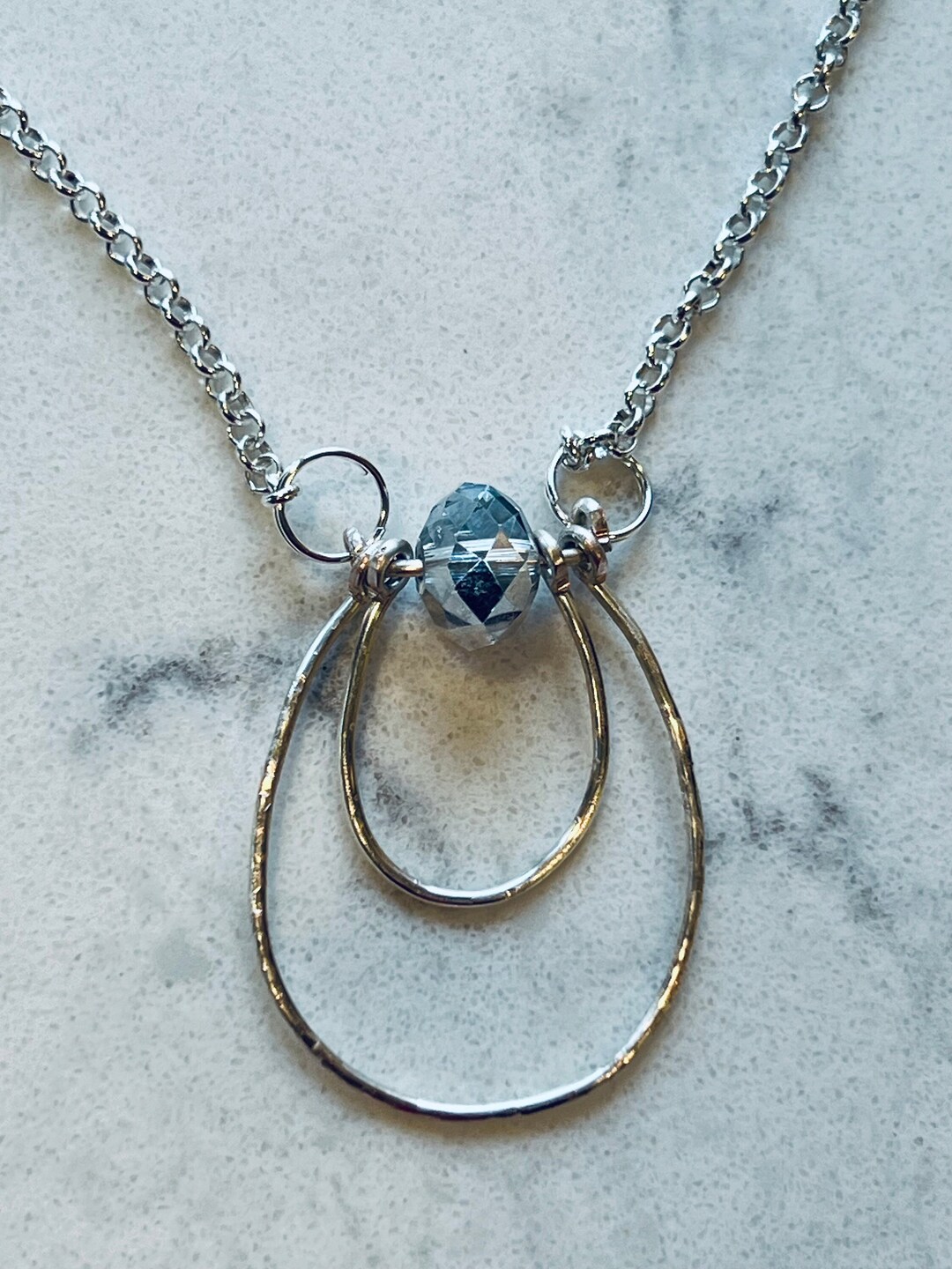 Double Oval Pendant Necklace - Etsy