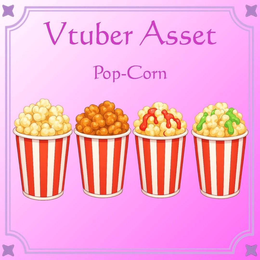 Vtuber Prop – Kawaii Popcorn Pack | 4 Variants | Transparent PNG ...