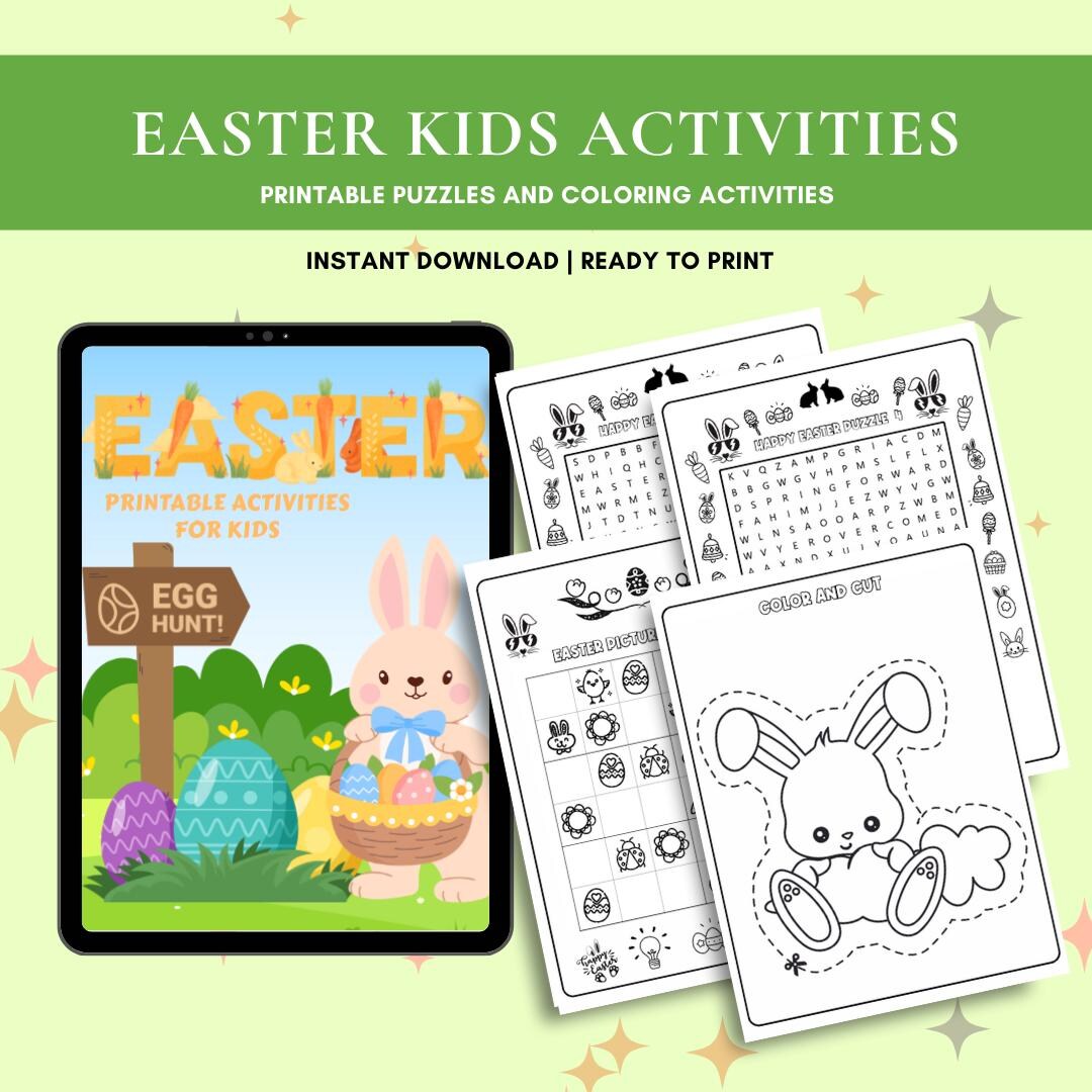 Easter Egg Kids Printable Activities, Includes Crossword, Soduko ...
