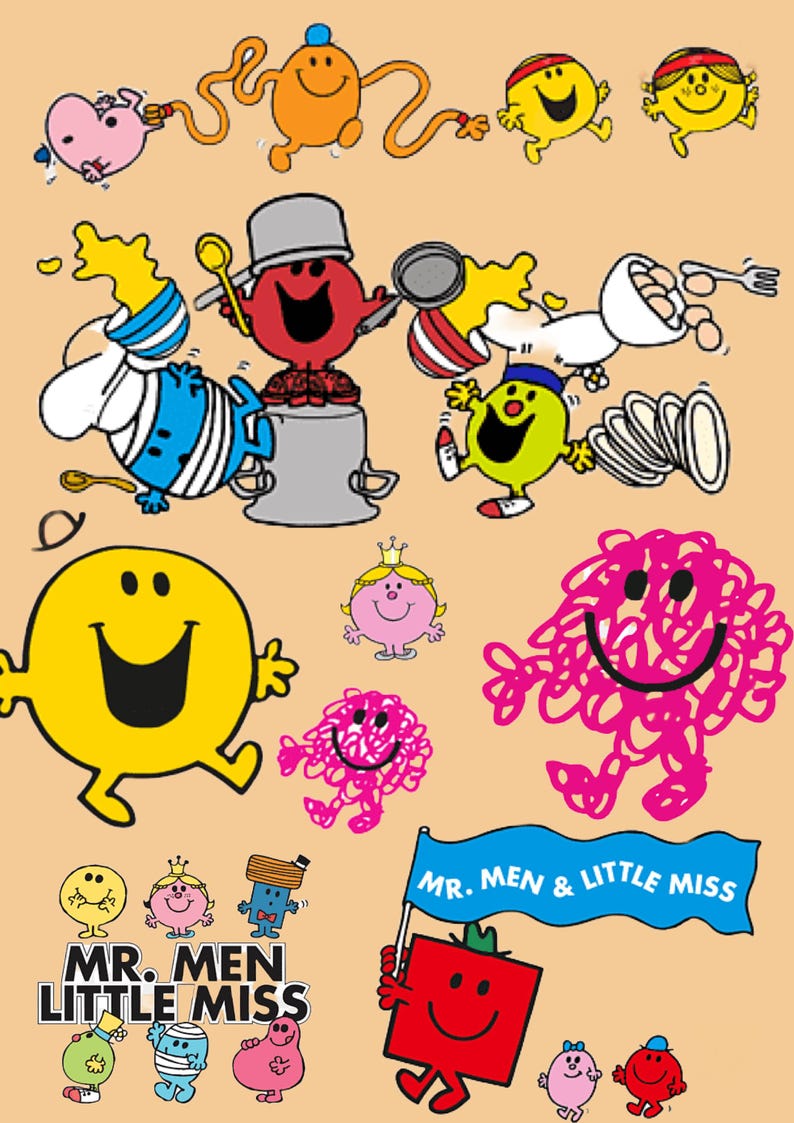 BUMPER PACK Mr. Men & Little Miss Inspired Clipart | Transparent PNG ...
