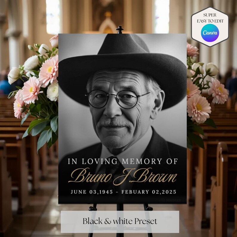 Modern Celebration of Life Poster, Minimalist Memorial Sign (canva ...