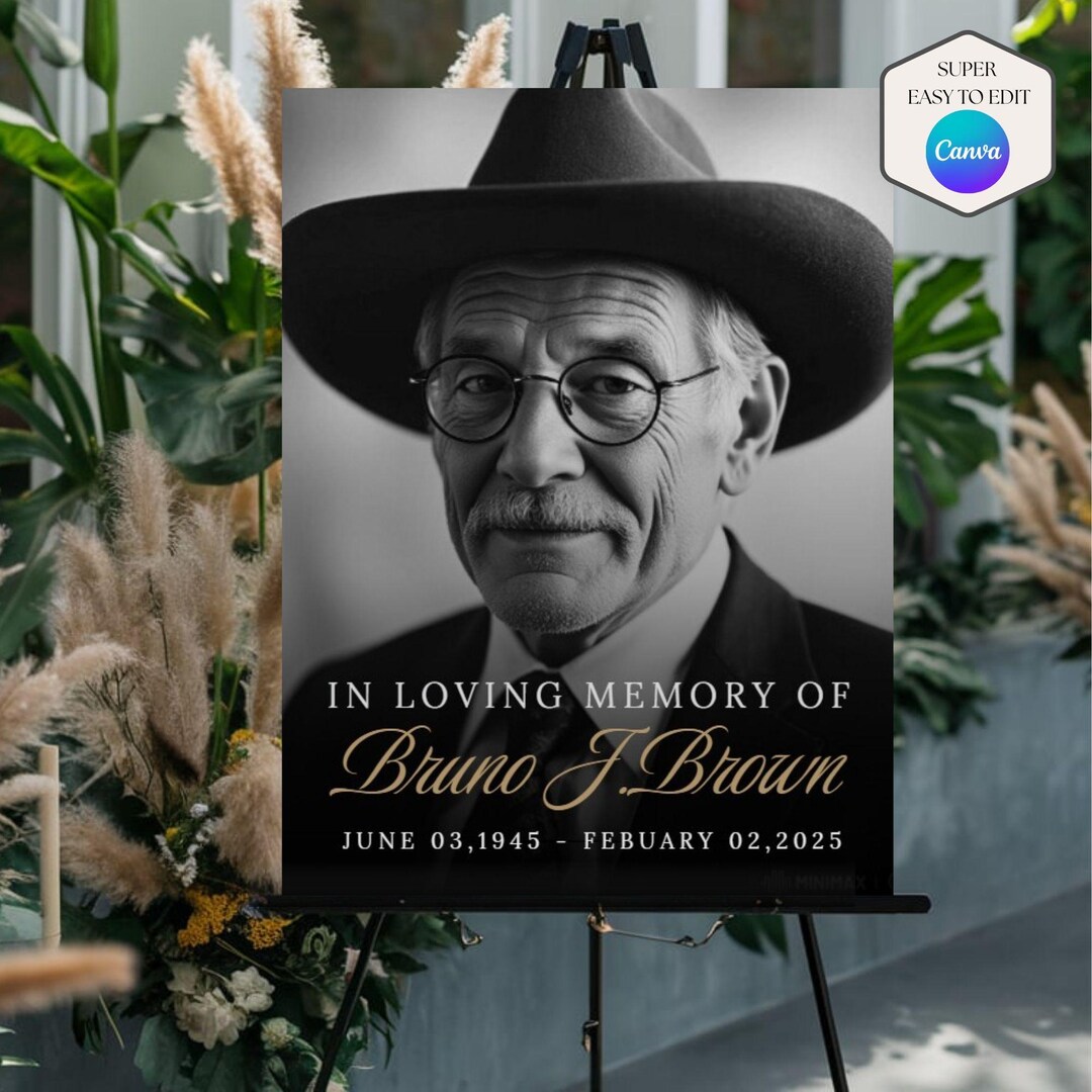 Modern Celebration of Life Poster, Minimalist Memorial Sign (canva ...