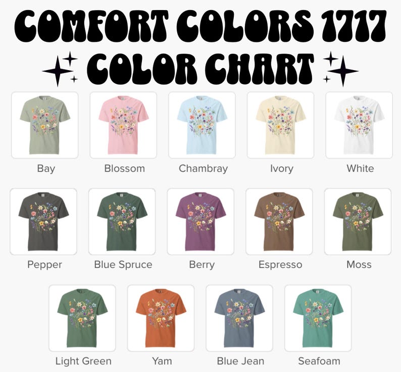 Vintage Pressed Flower Shirt Comfort Colors®, Wildflowers Shirt, Boho ...