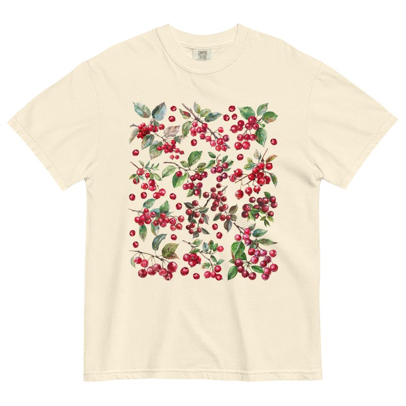 Cranberry Vintage Comfort Colors® Shirt, Retro Berry Botanical Tee ...