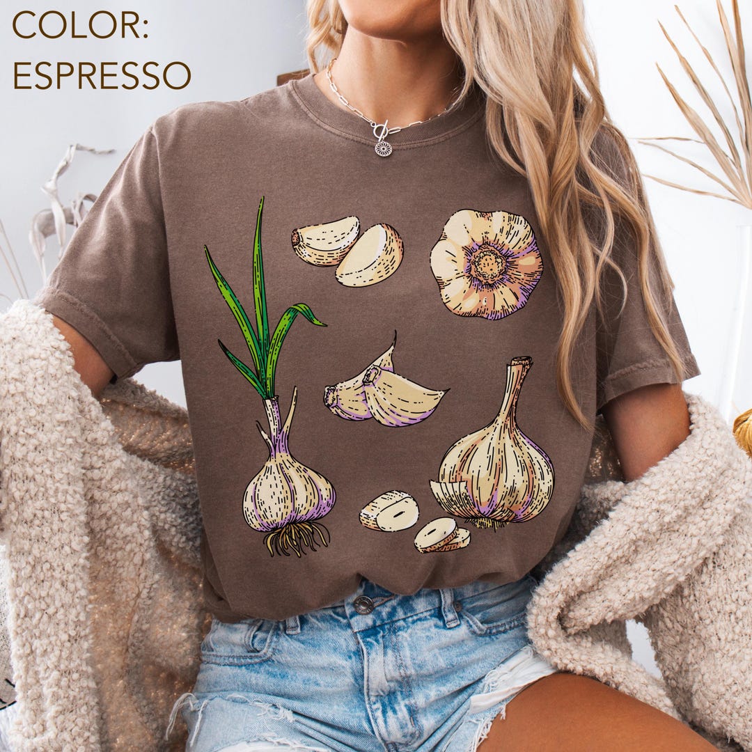Vintage Garlic Shirt Comfort Colors®, Botanical Tee, Cottagecore ...