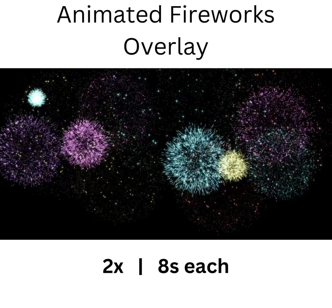Animated Fireworks Overlay, Black Background, Green Screen (digital ...