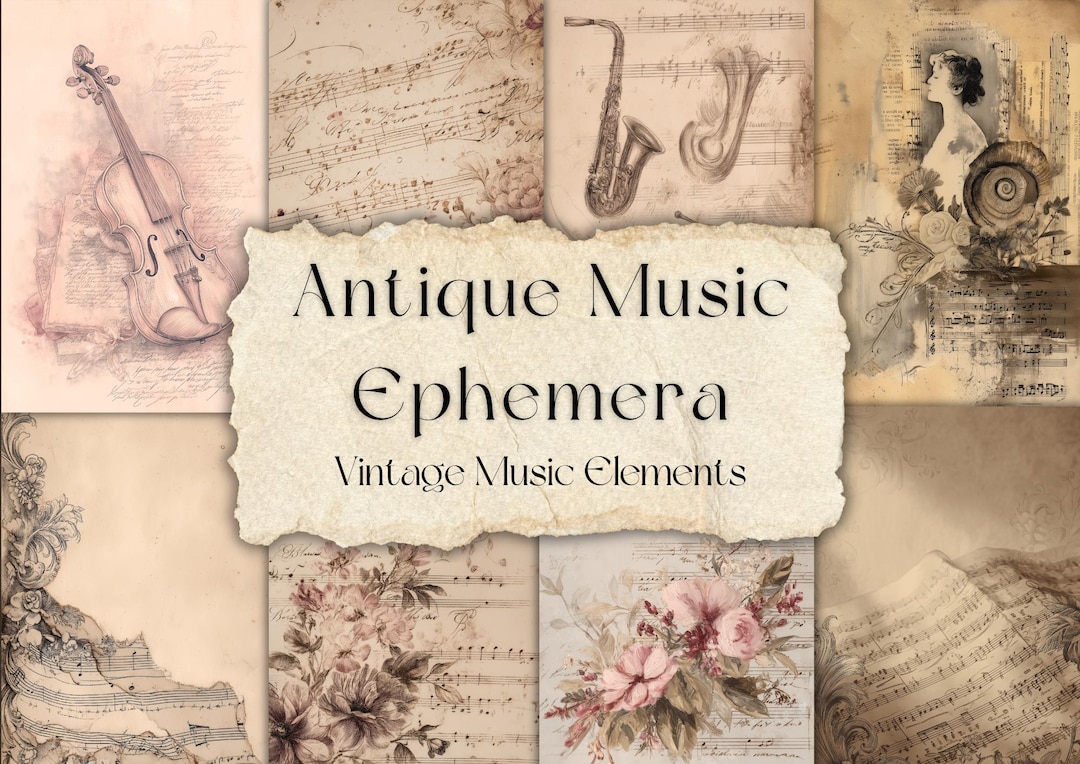 Antique Music Ephemera – 42 Printable Vintage Music Elements ...