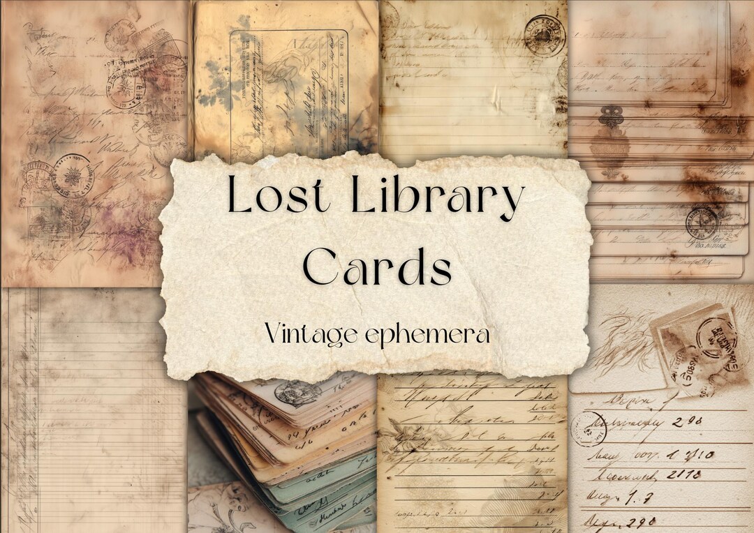Lost Library Cards – 42 Vintage Printable Ephemera | 5 JPG Sheets for ...