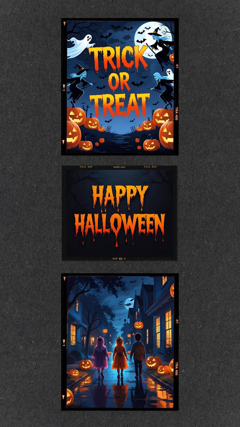 FIVE Spooky Halloween Digital Download Posters | Printable Wall Art ...