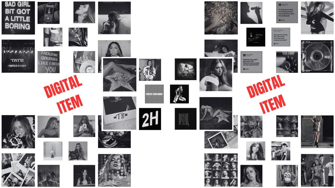 50 PCS Tate Mcrae Wall Collage Kit, Printable Photos, Black and White ...