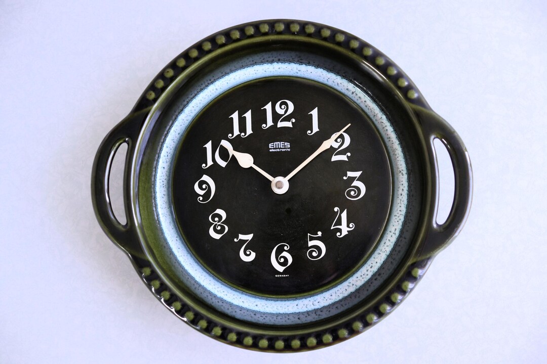 EMES Deep Green Vintage Ceramic Wall Clock - Etsy