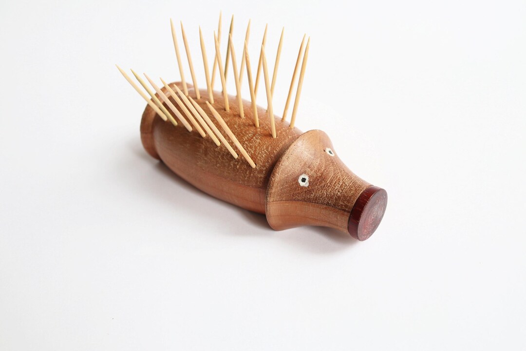 Vintage Wooden Hedgehog Toothpick Holder - Etsy