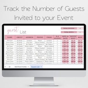 Guest List Excel Template, Invite Tracker, RSVP Tracker Google Sheet ...