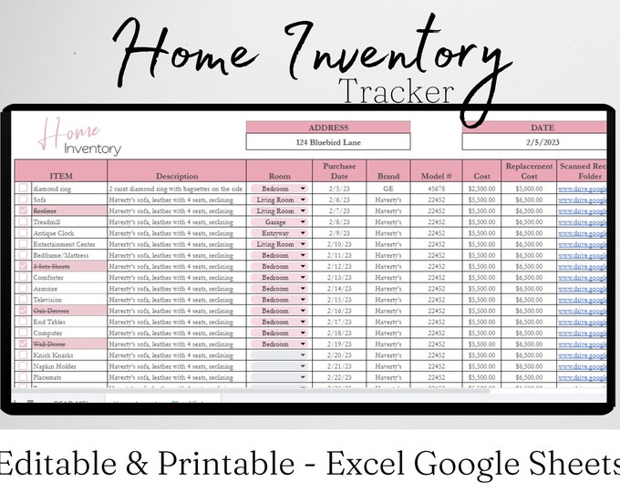 Home Inventory Organizing Printable Fillable, Household Inventory ...
