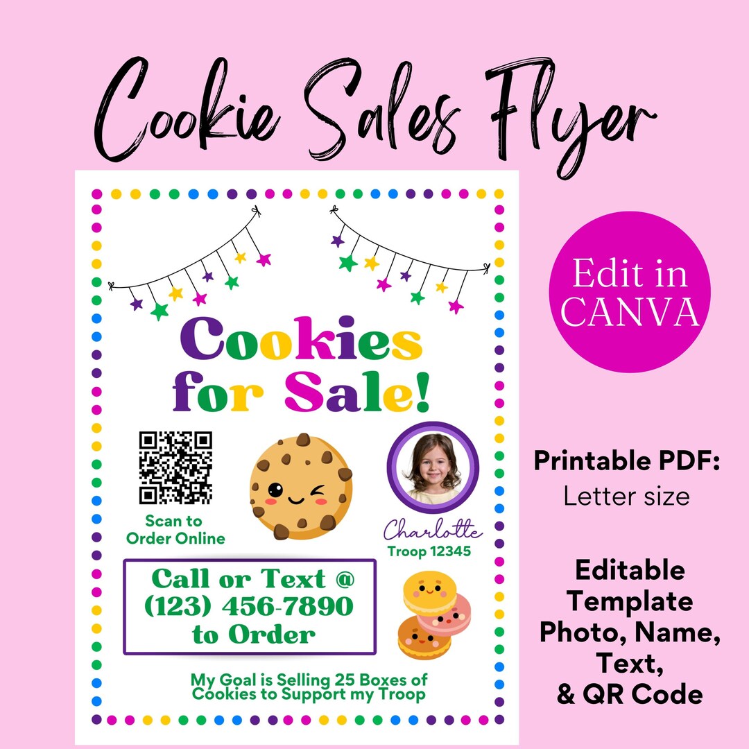 Cookie Sales Flyer, Fundraiser Template, Girl Troop Leader, 2025 ...