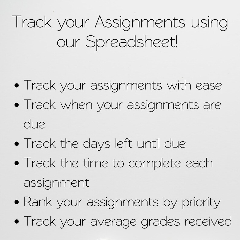 Assignment Tracker Template Excel Spreadsheet, Homework Task List ...
