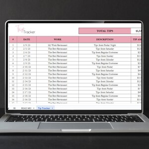 Tip Tracker Excel Spreadsheet, Tips Tracker, Tip Shift Tracker, Server ...