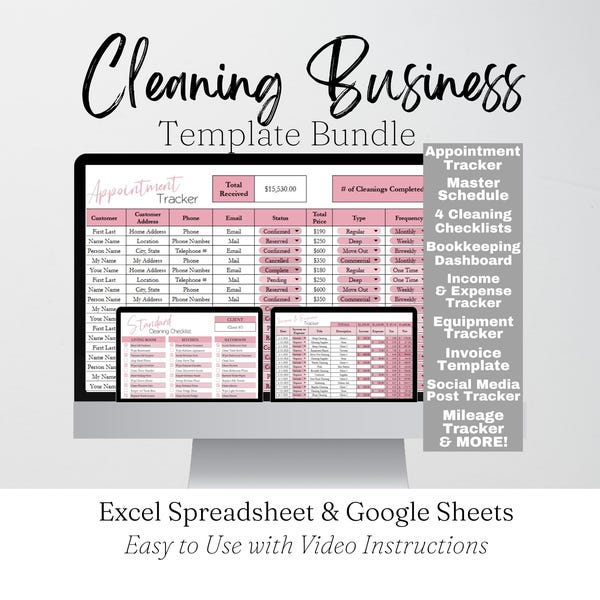 Cleaning Templates Excel Etsy