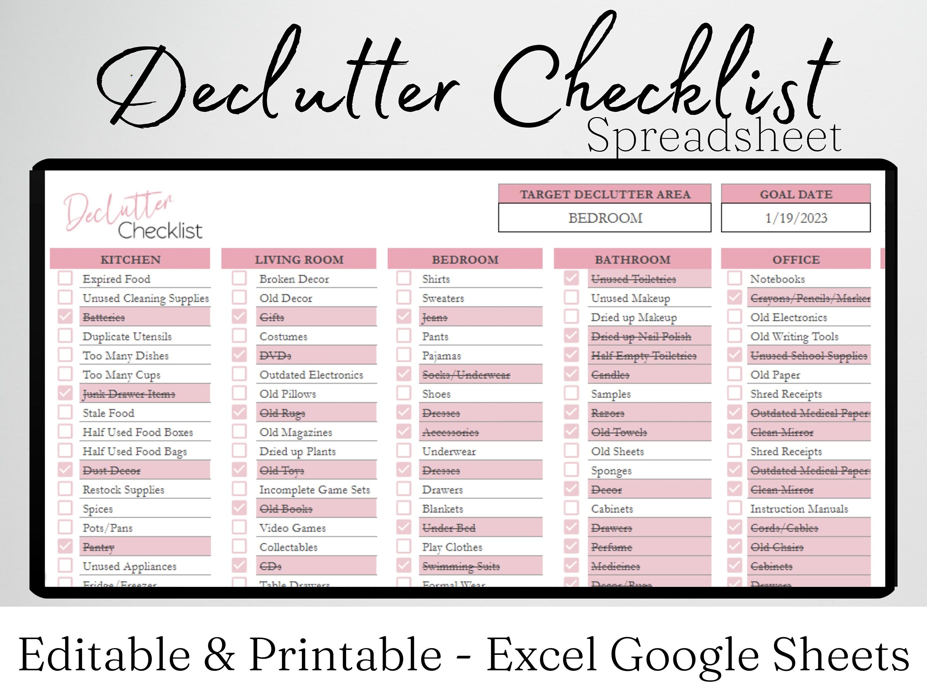 Declutter Checklist Template, Declutter Challenge, Declutter Planner ...