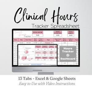 Clinical Hours Tracker Spreadsheet, Residency Hours Sheet, Supervision ...