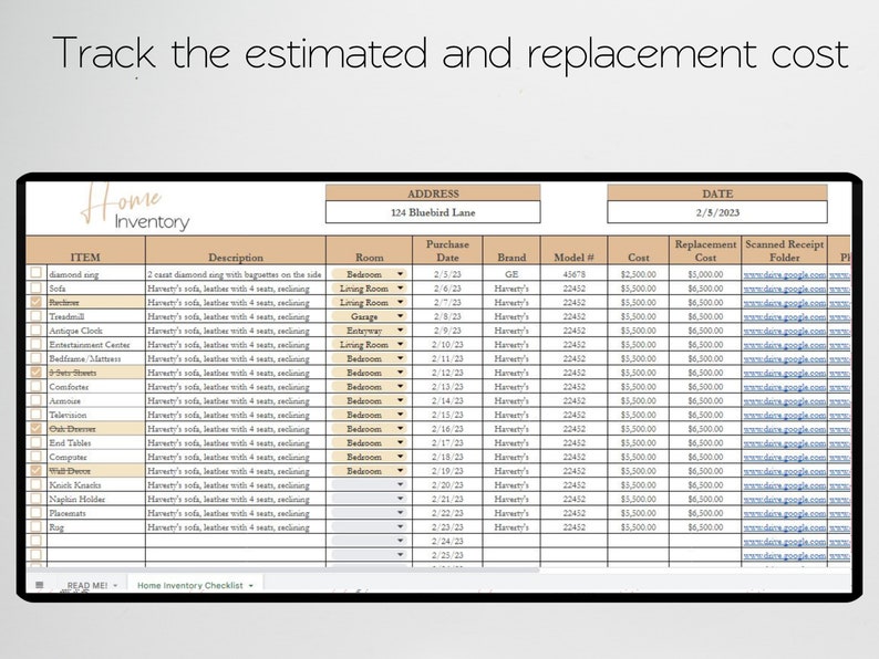 Home Inventory Checklist Home Inventory Template Home - Etsy