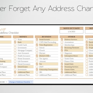 Change of Address Checklist, Address Change Template, Moving ...