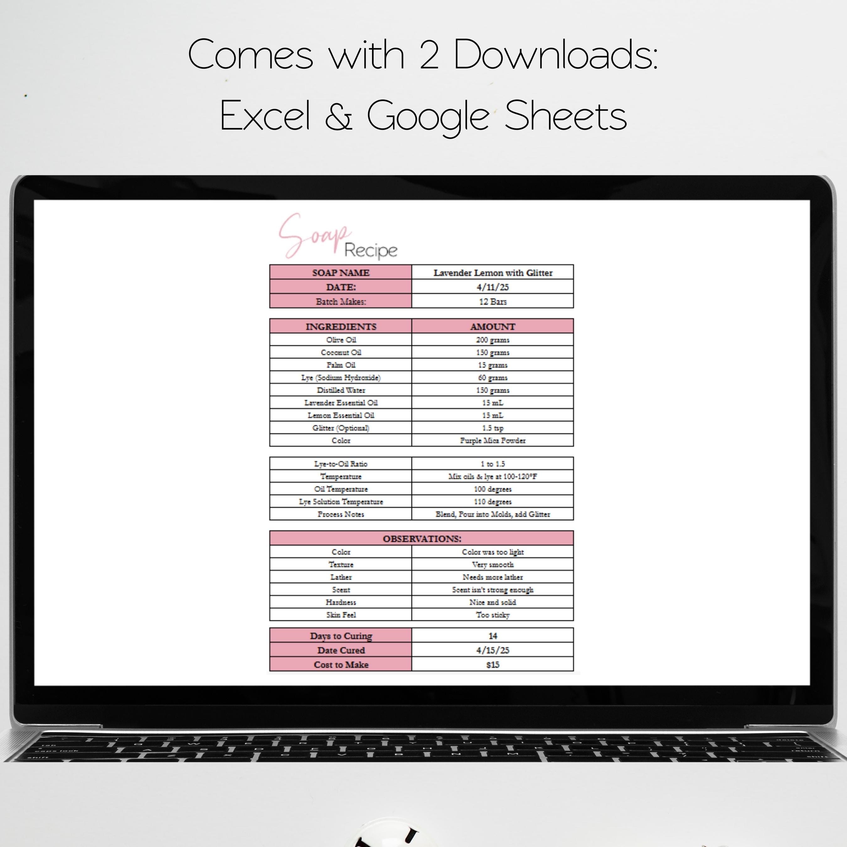 Soap Business Planner Template, Soap Maker Spreadsheet, Soap Order Form ...
