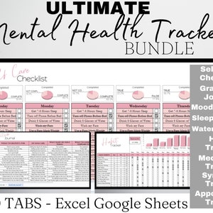 Mental Health Tracker Template Excel Spreadsheet, Daily Self Care ...