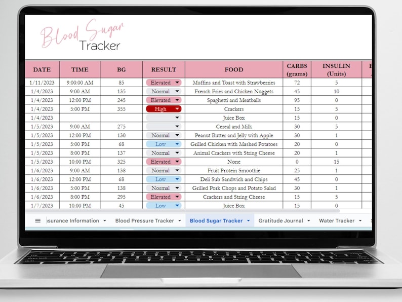 Health Tracker Template Excel Spreadsheet Health Planner - Etsy