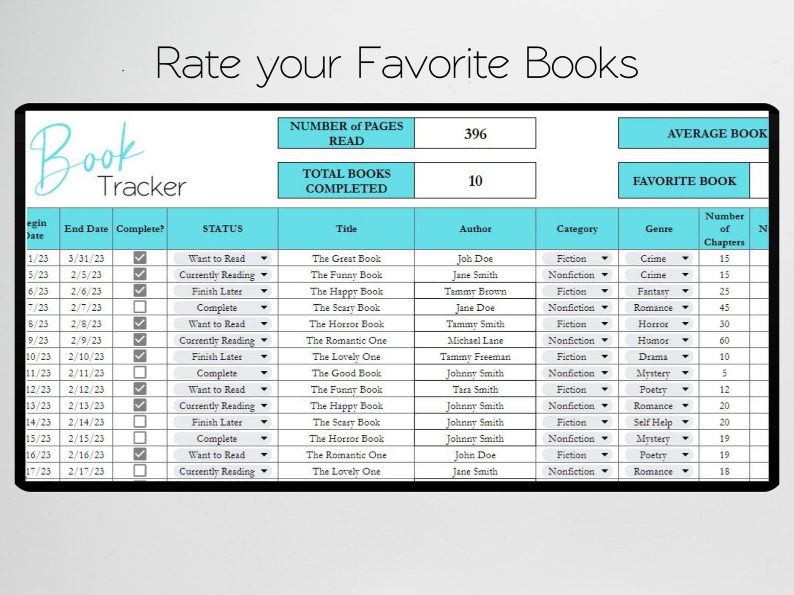 Reading Tracker Spreadsheet Reading Tracker Google Sheets - Etsy