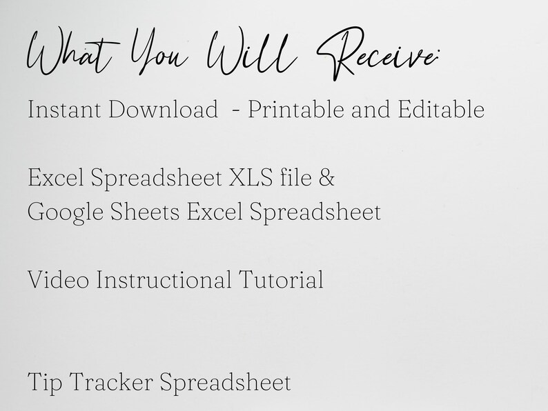 Tip Tracker Excel Spreadsheet, Tips Tracker, Tip Shift Tracker, Server ...