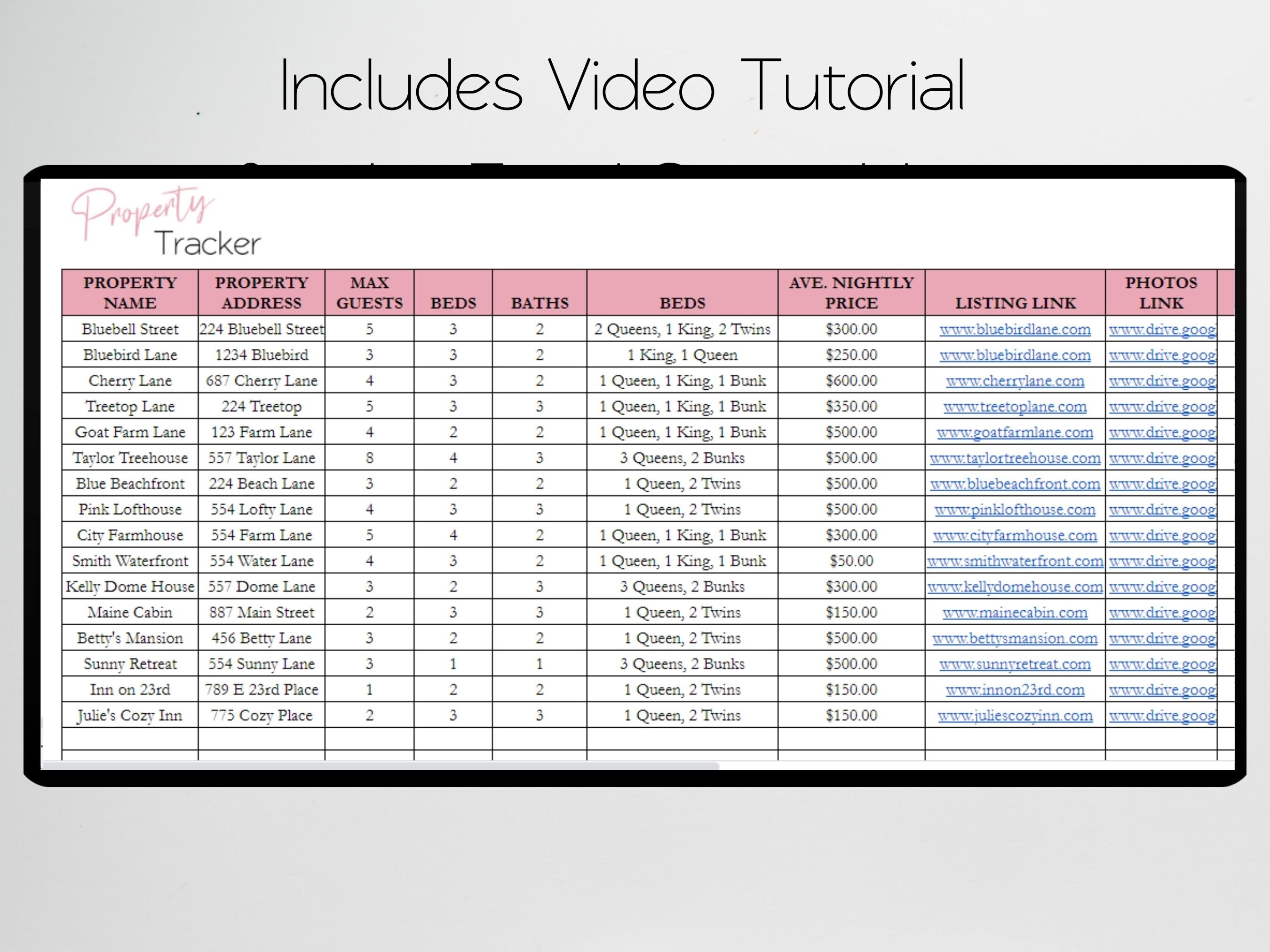 Property List for Property Management, Short Term Rental Property ...