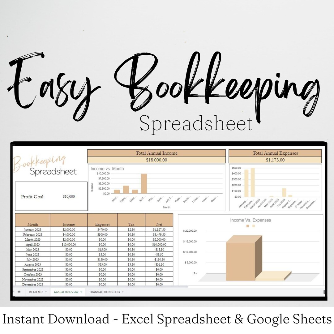 Bookkeeping Spreadsheet Excel, Bookkeeping Expense Tracker, Bookkeeping ...