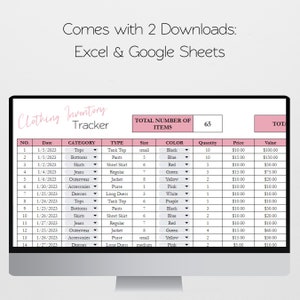 Clothing Inventory Template, Clothing Business Inventory Tracker Log ...