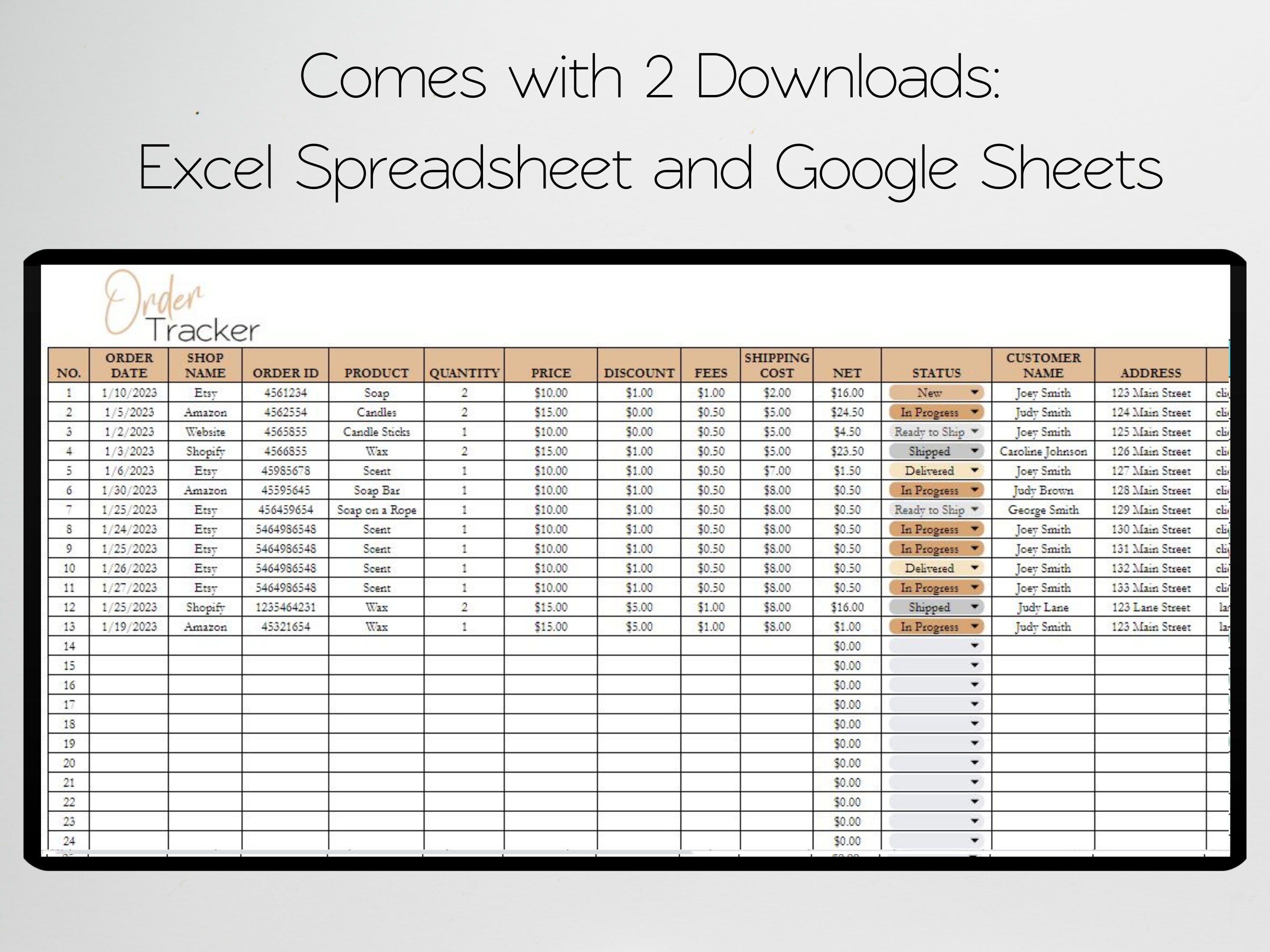 Order Tracker Excel, Order Tracker Google Sheets, Order Tracker Spreadsheet, Business Order ...