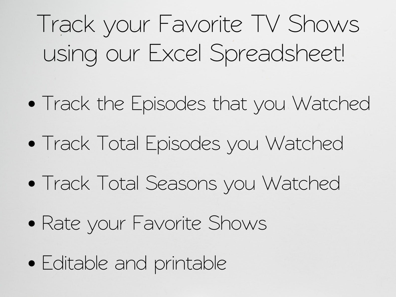TV Show Tracker Excel Spreadsheet TV Shows Tracking Google - Etsy