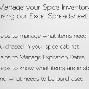 Spices Inventory List, Pantry Inventory Spreadsheet, Spice Inventory ...