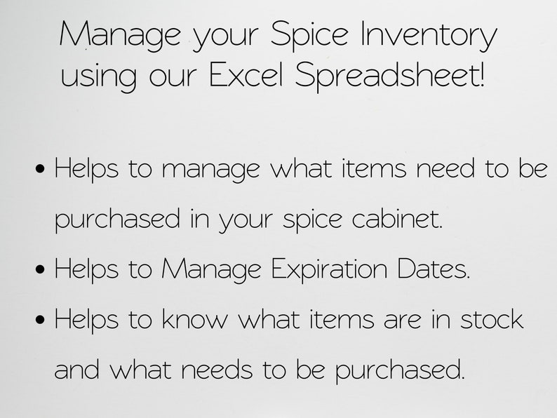 Spices Inventory List Pantry Inventory Spreadsheet Spice - Etsy