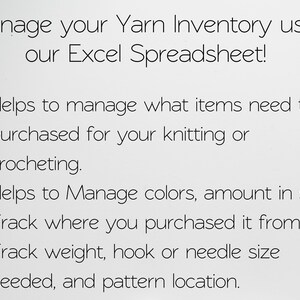 Yarn Inventory Tracker Excel Spreadsheet, Yarn Organizer Worksheet ...